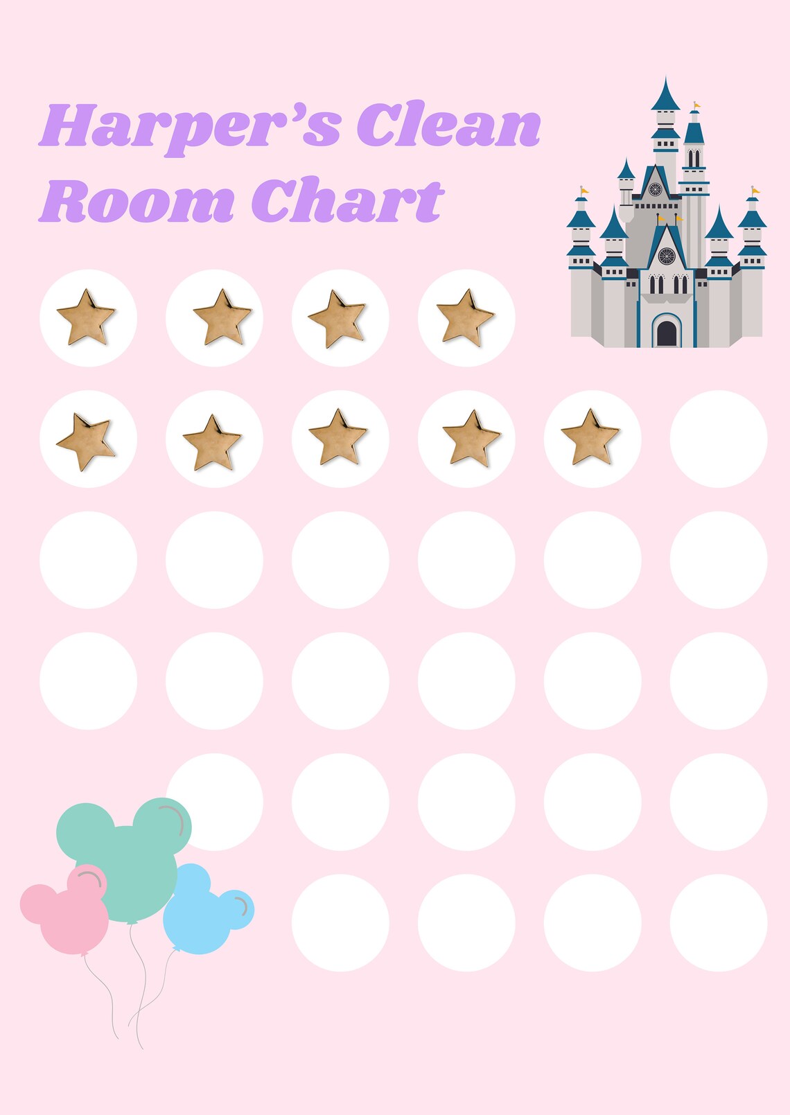 Castle Kids Reward Sticker Chart for Behavior, Chores, Potty Custom ...