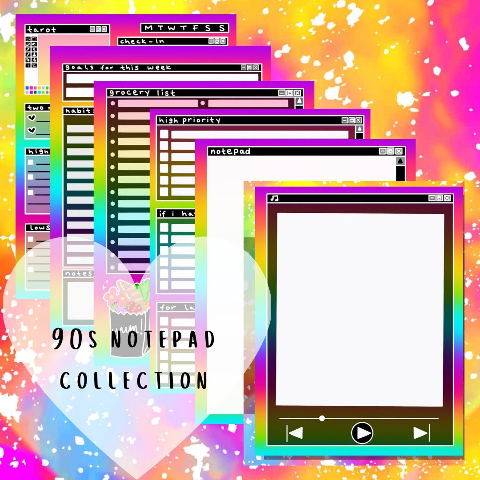 90s Notepad Sheets Printable Digital Classic Windows - Etsy