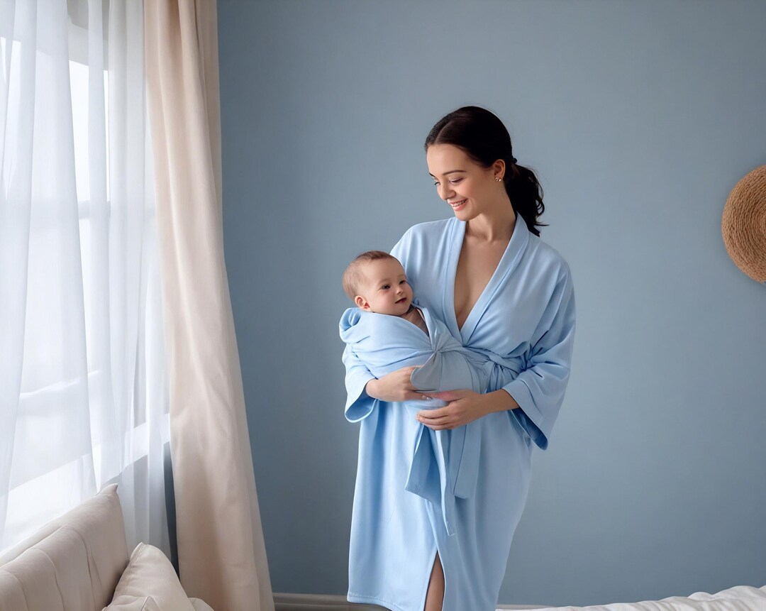 Mommy and Me Robe and Swaddle Set Boy. Maternity Robe and Swaddle Set ...