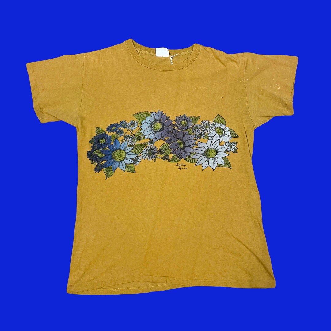Vintage 1970s Sandbags Hawaii Floral T-shirt - Etsy