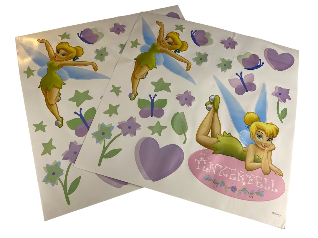 Tinkerbell Wall Decal Stickers Vintage Set Of 2 Sheets Etsy