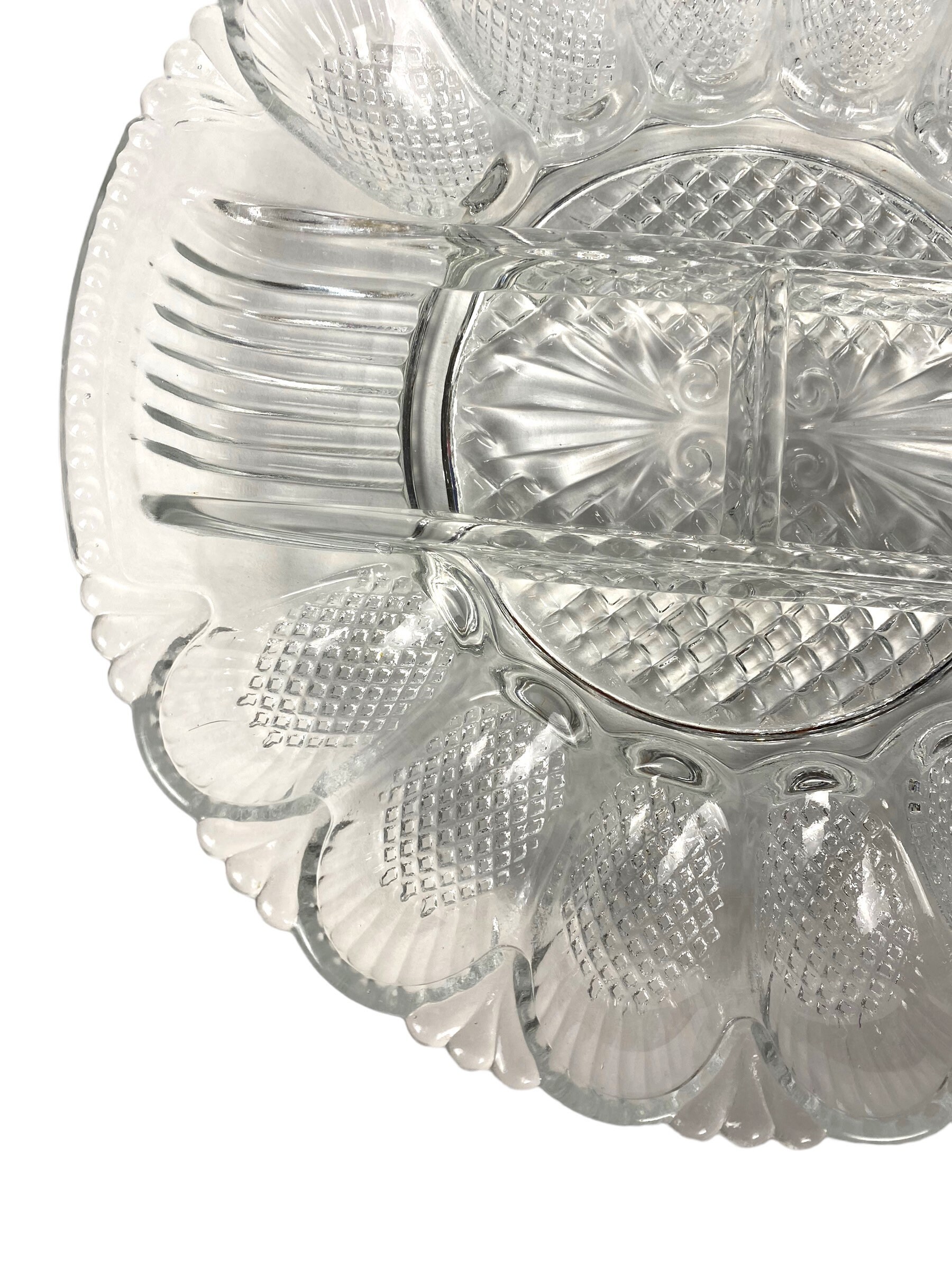 LE Smith Deviled Egg Plate Clear Glass Vintage Deviled Egg & - Etsy