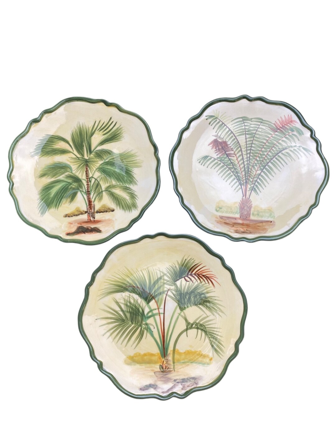 Palm Tree Plates Style-eyes by Baum Bros. Set of 3 Decorative Dessert ...