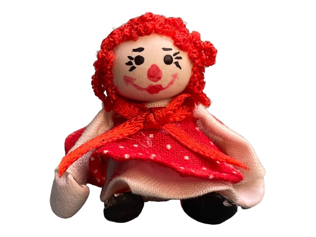 Raggedy Ann Dollhouse Miniature Mini Doll Handmade Clay Vintage ...
