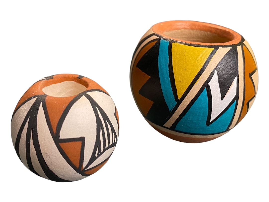 Acoma Pottery Set of 2 Miniature Pots Vases Containers New Mexico - Etsy