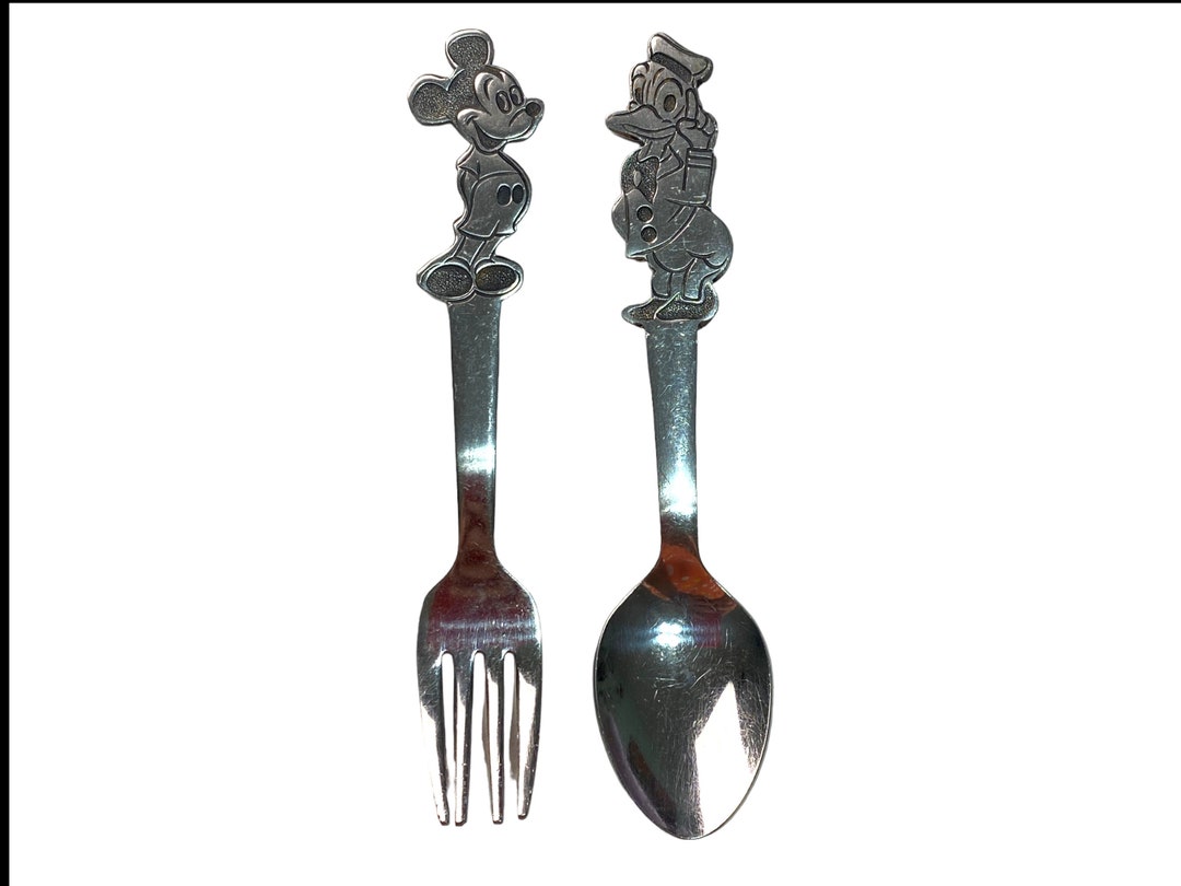 Mickey Mouse Fork & Donald Duck Spoon Stainless Steel Childrens ...