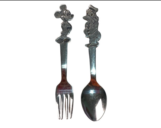 Mickey Mouse Fork & Donald Duck Spoon Stainless Steel Childrens ...