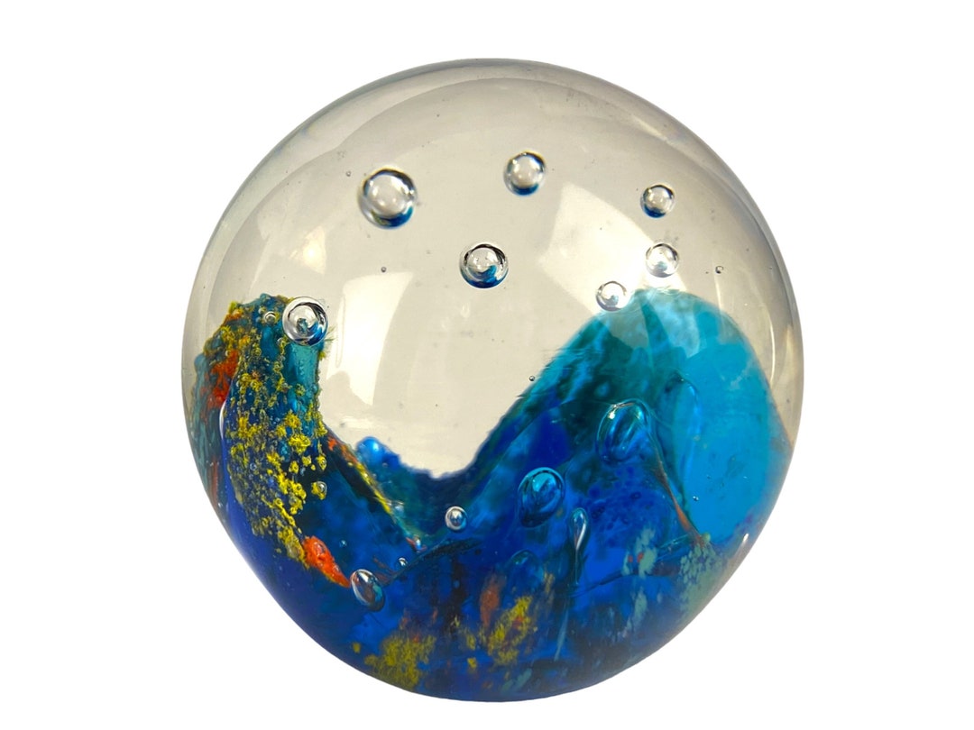Paperweight Glass Art Vintage Ocean Sea Waves Collectible 2.25” - Etsy