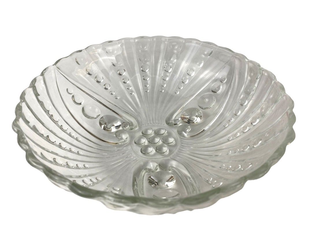 Anchor Hocking Burple Bubble 3 Toed Footed Clear Glass Bowl Vintage ...