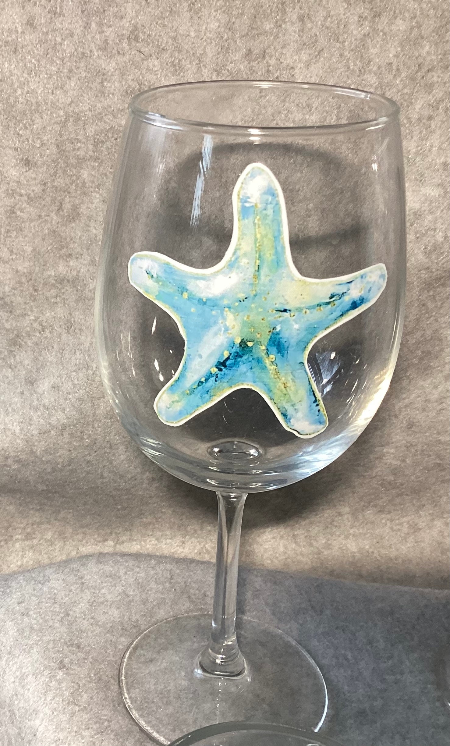 Coastal Wine Glass Set | Beach Themed Glassware | Starfish Seahorse ...