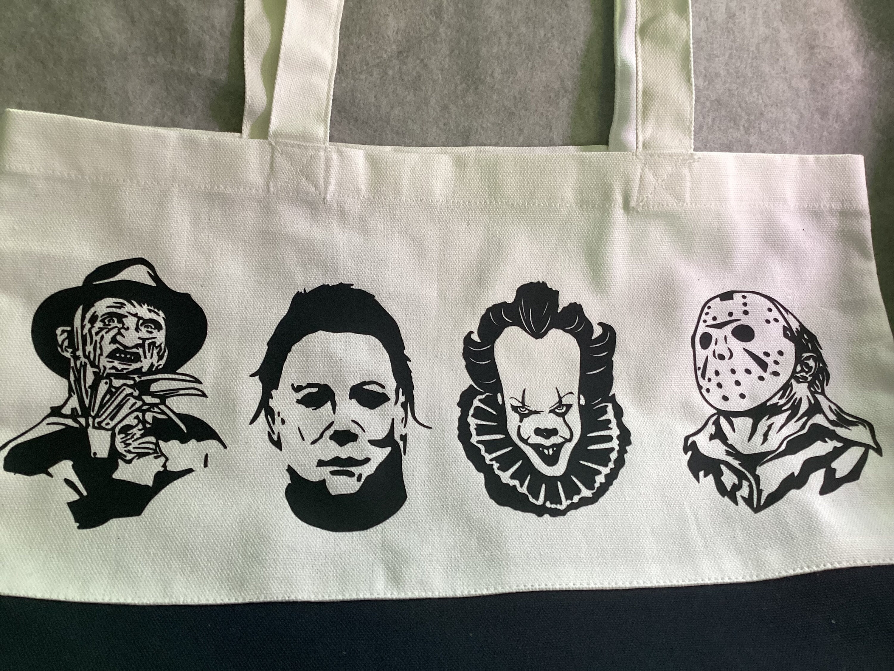 Horror Inspired Tote Bag | Spooky Icon Canvas Tote | Halloween Tote Bag ...