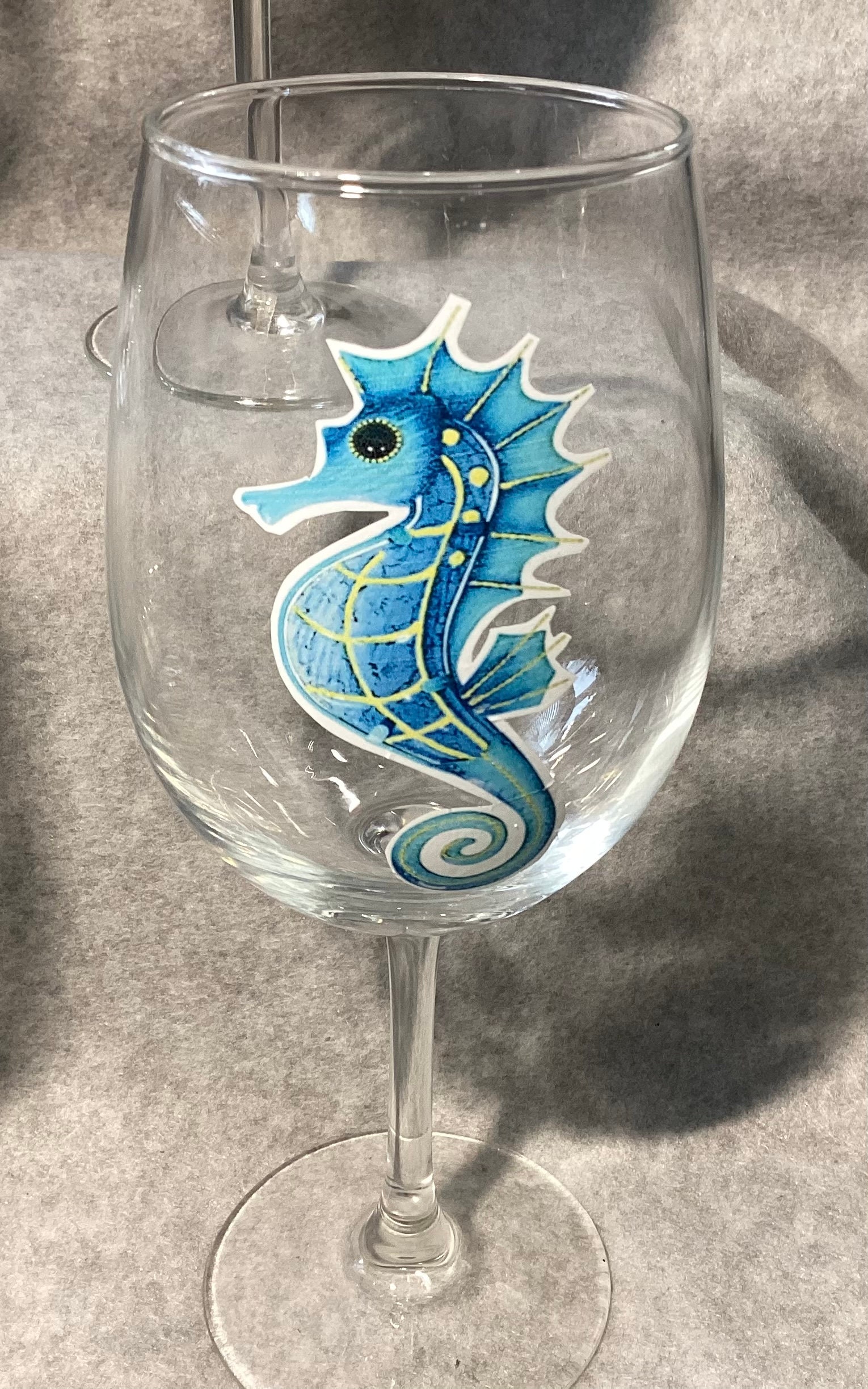 Coastal Wine Glass Set | Beach Themed Glassware | Starfish Seahorse ...