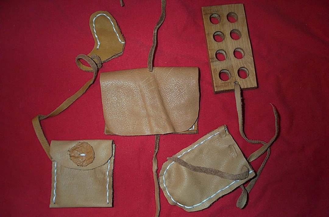 Mountain Man, Black Powder Flintlock Shooter's, Leather Bag Set, Bullet ...