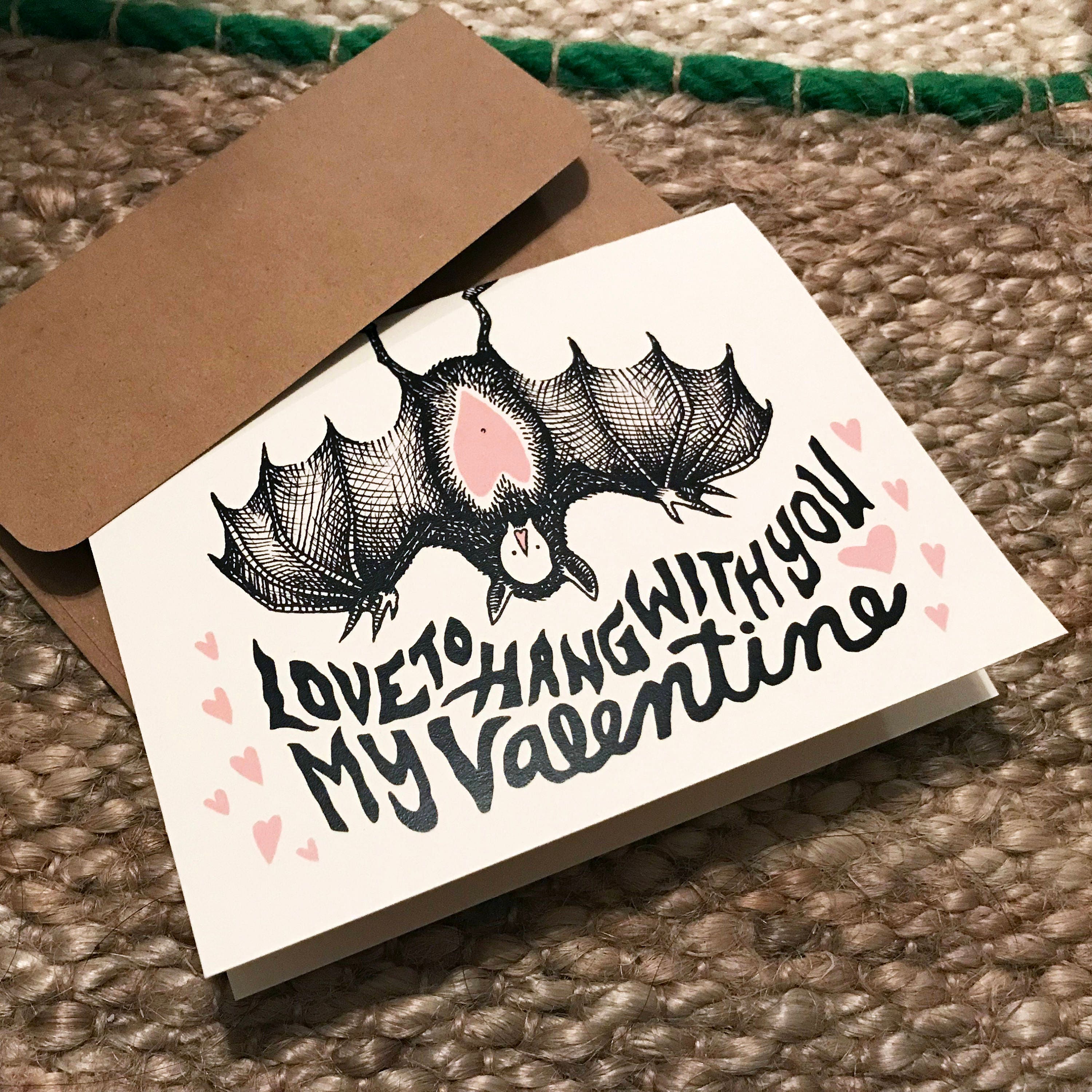 Cute Bat Valentine's Day Card - Etsy