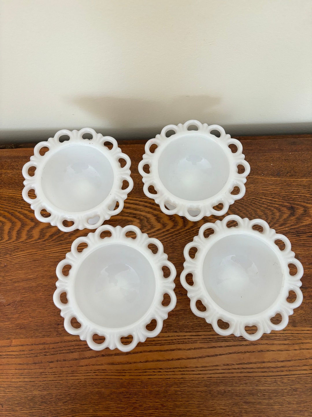 Four White Milk Glass Compote Dishes - Etsy
