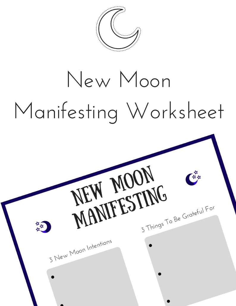 New Moon Manifesting Worksheet / Law of Attraction Worksheet ...