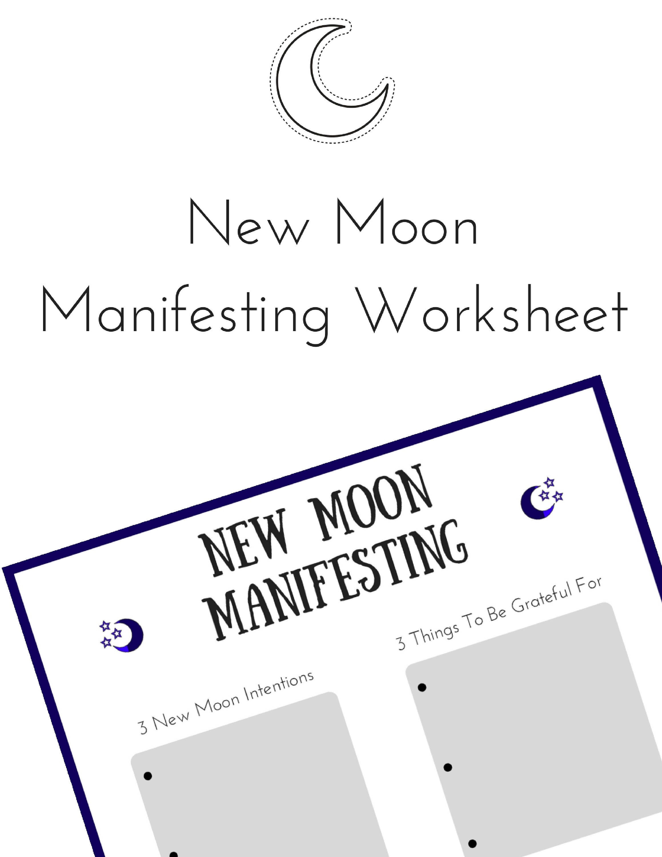 New Moon Manifesting Worksheet / Law of Attraction Worksheet ...