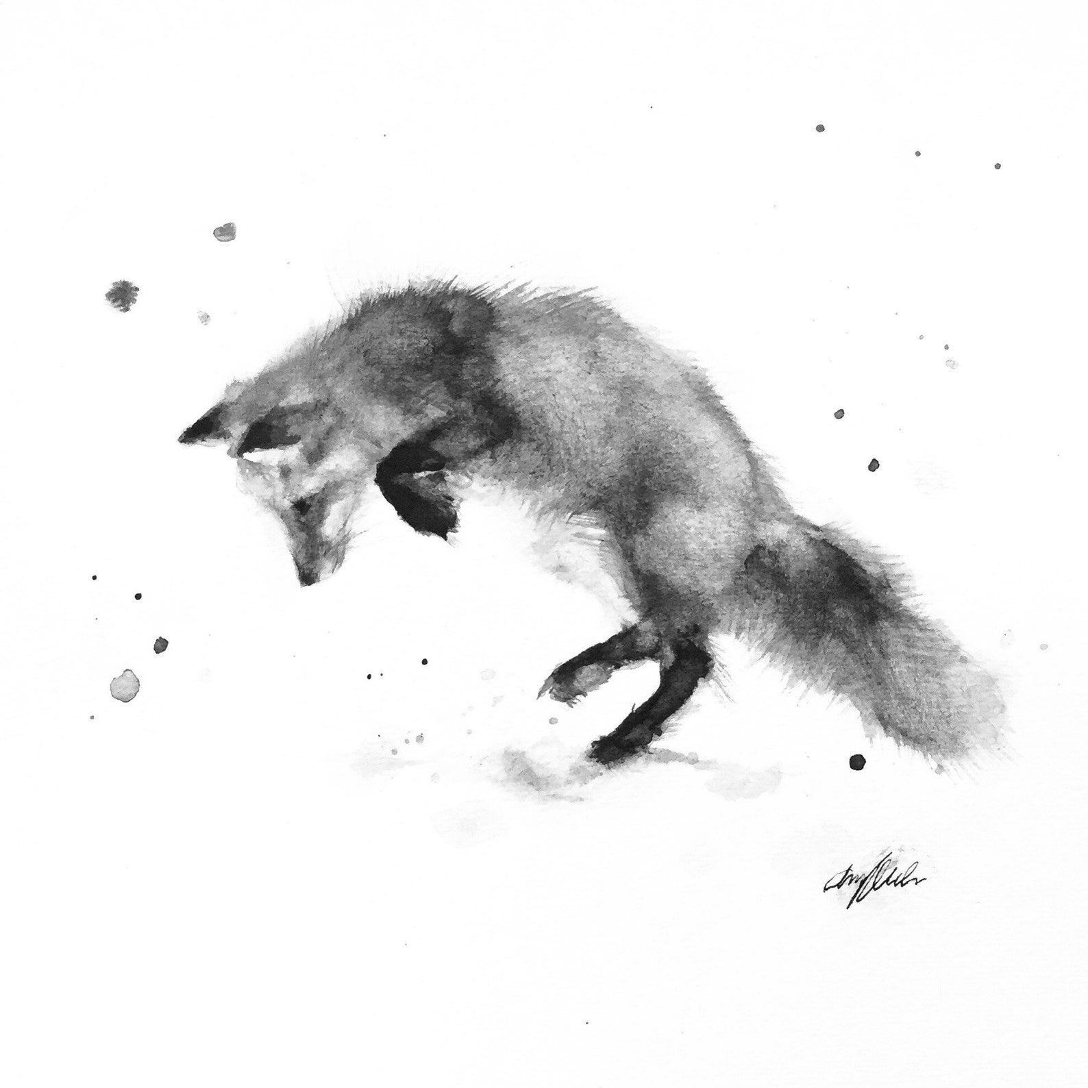 Fox Art Print Fox in Snow Animal Art Prints Animal Art Kids | Etsy