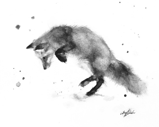Fox Art Print Fox in Snow Animal Art Prints Animal Art Kids - Etsy