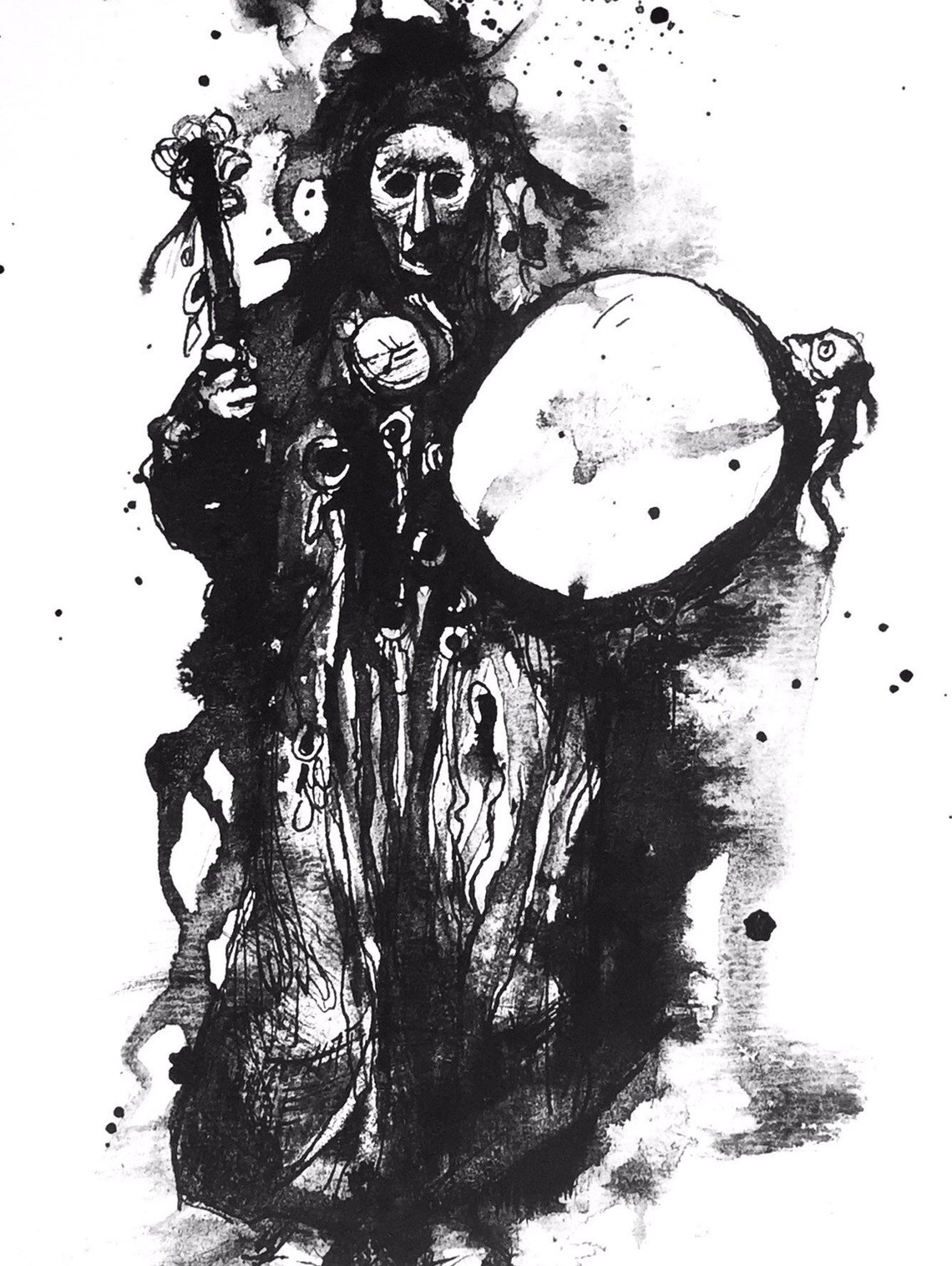 Altai Shaman Art Print, Witch Art, Mystical Artwork, Watercolor Print ...