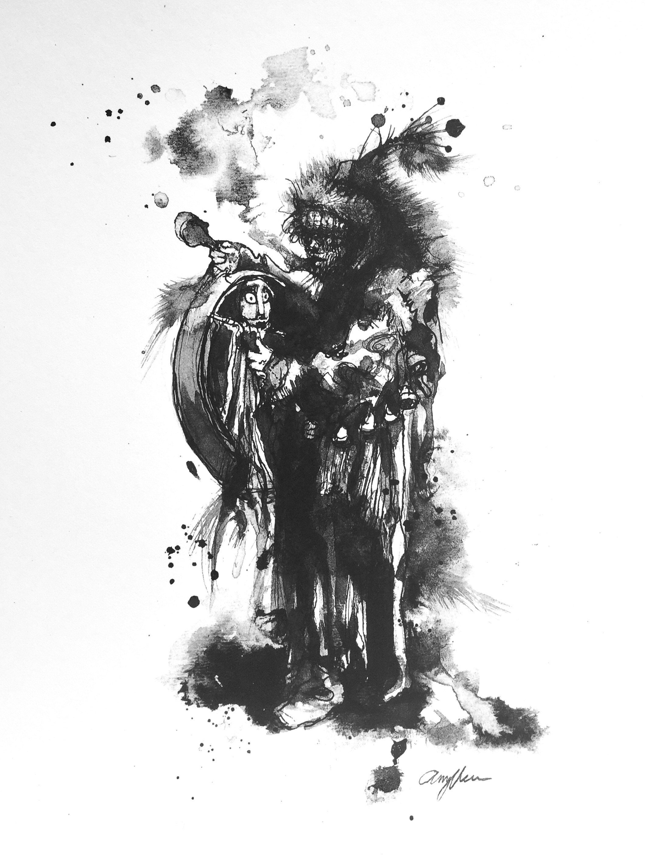 Altai Shaman Art Print, Witch Art, Mystical Artwork, Watercolor Print ...