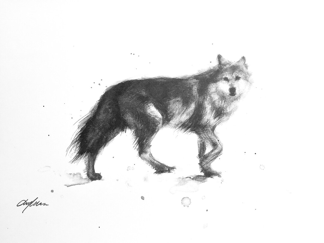 Wistful Wolf Artwork /animal Art Prints Kids, Animal Print Nursery ...