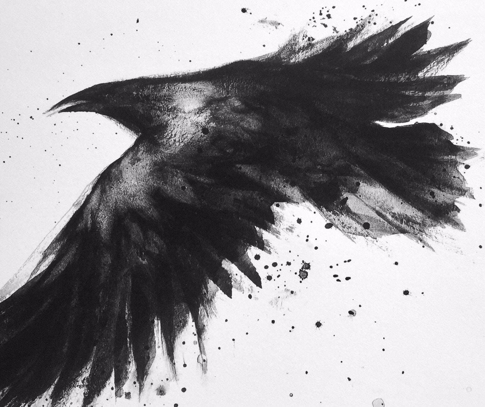 Soaring Raven Art Print, Animal Artwork, Cabin Decor, Bird Art Prints ...