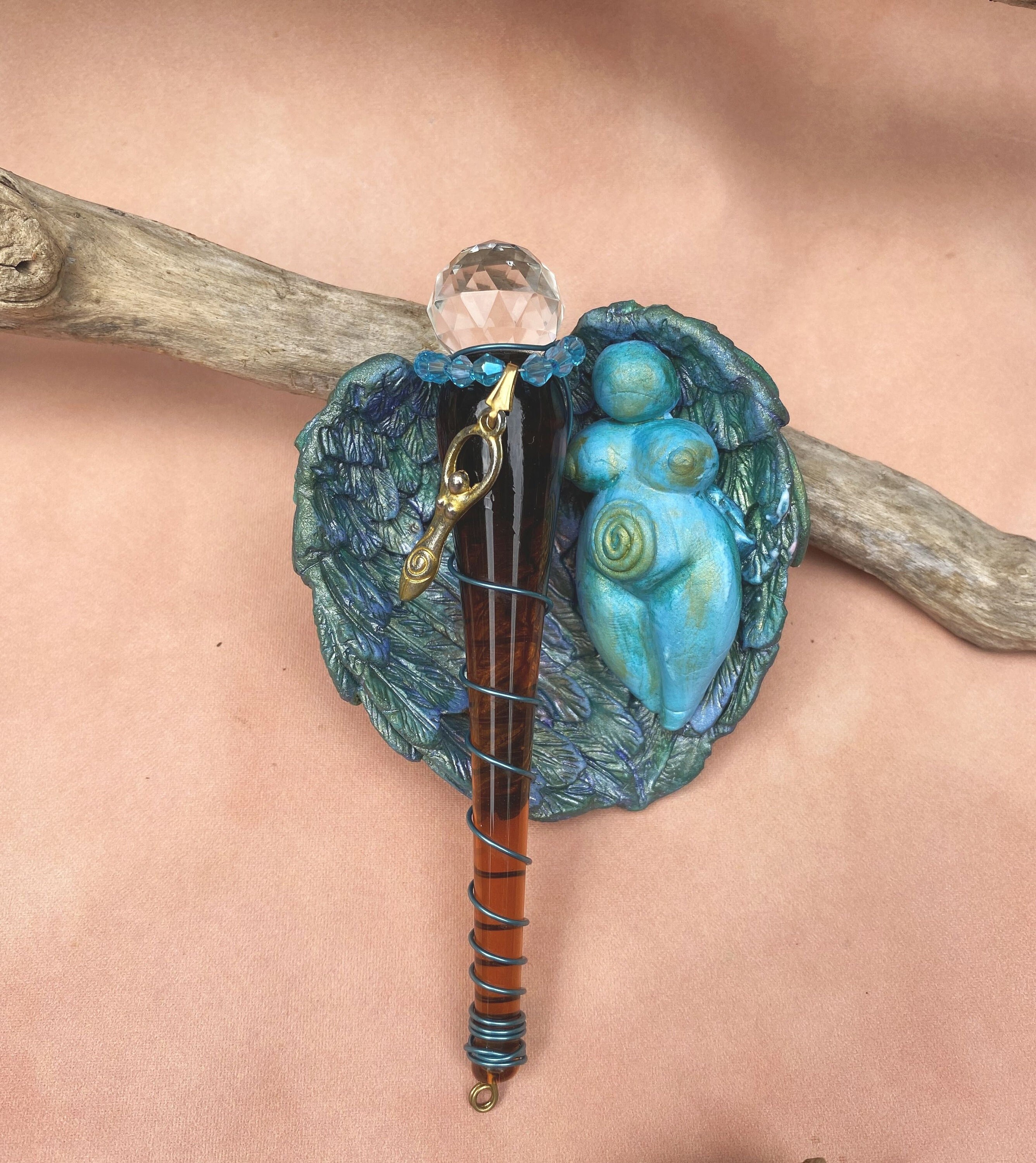 Crystal Goddess Wand With Stand, Glass Wand, Suncatcher, Spirit Wand ...