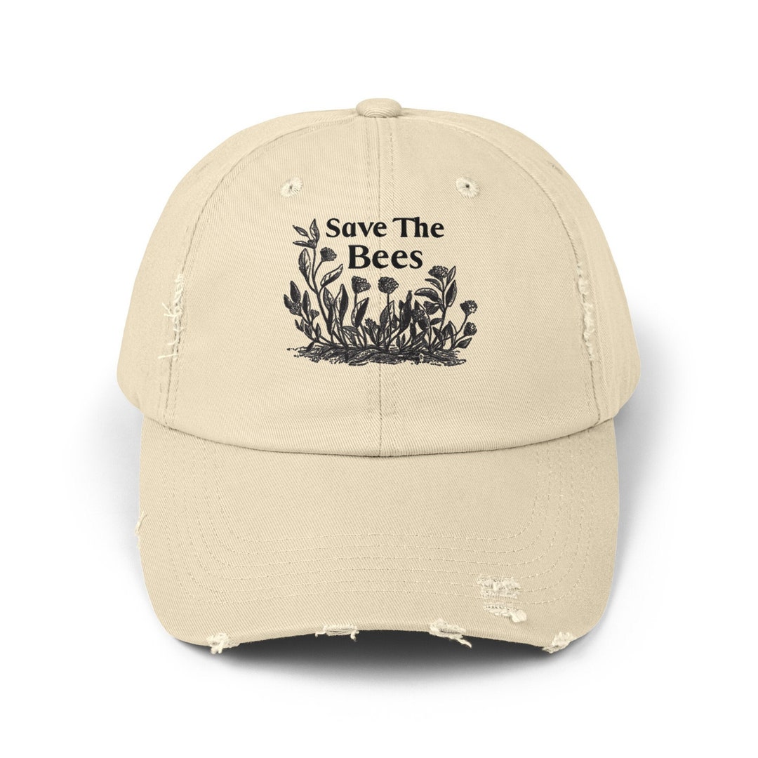 Save the Bees Unisex Distressed Cap // Bee Conservation // Pollinators ...
