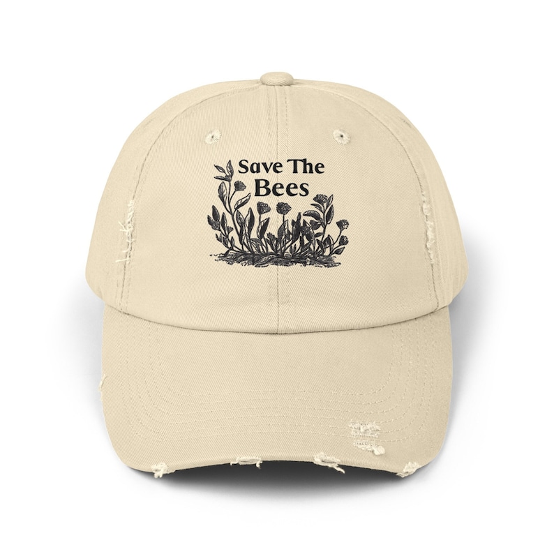 Save the Bees Unisex Distressed Cap // Bee Conservation // Pollinators ...