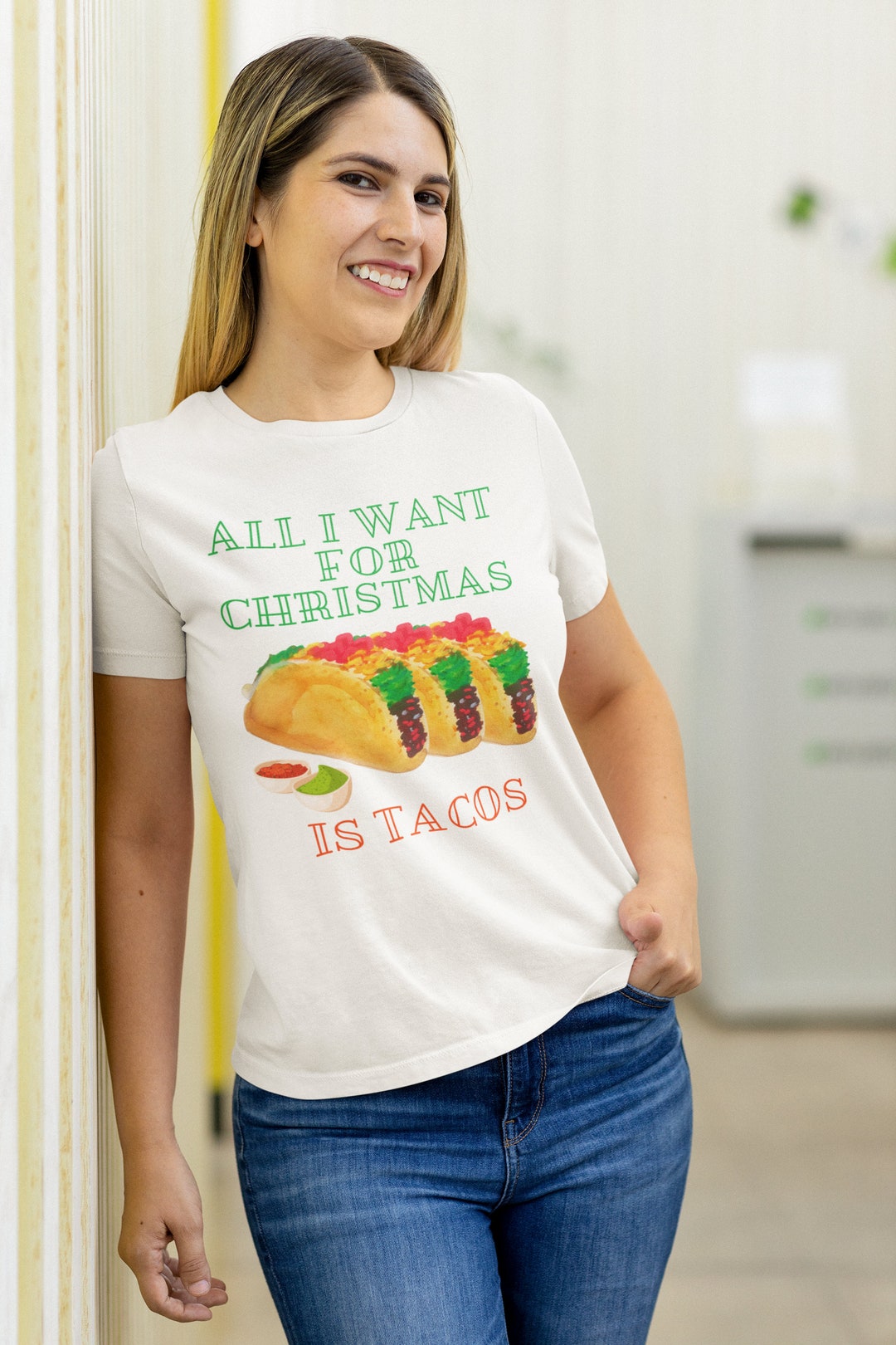 Unisex all I Want for Christmas is Tacos Tshirt - Etsy
