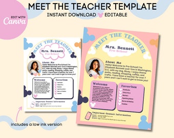 Meet the Teacher Classroom Printable Template, Teacher Introduction ...