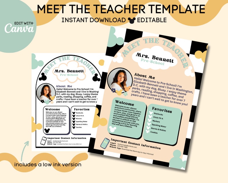Meet the Teacher Classroom Printable Template Teacher Intro - Etsy