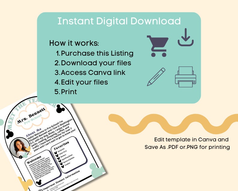 Meet the Teacher Classroom Printable Template Teacher Intro - Etsy