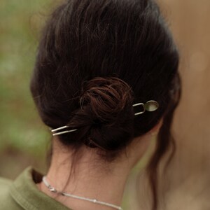 Dome Hair Fork 5" Hair Pin Metal Hair Jewelry Minimalist Hair Pin Brass ...