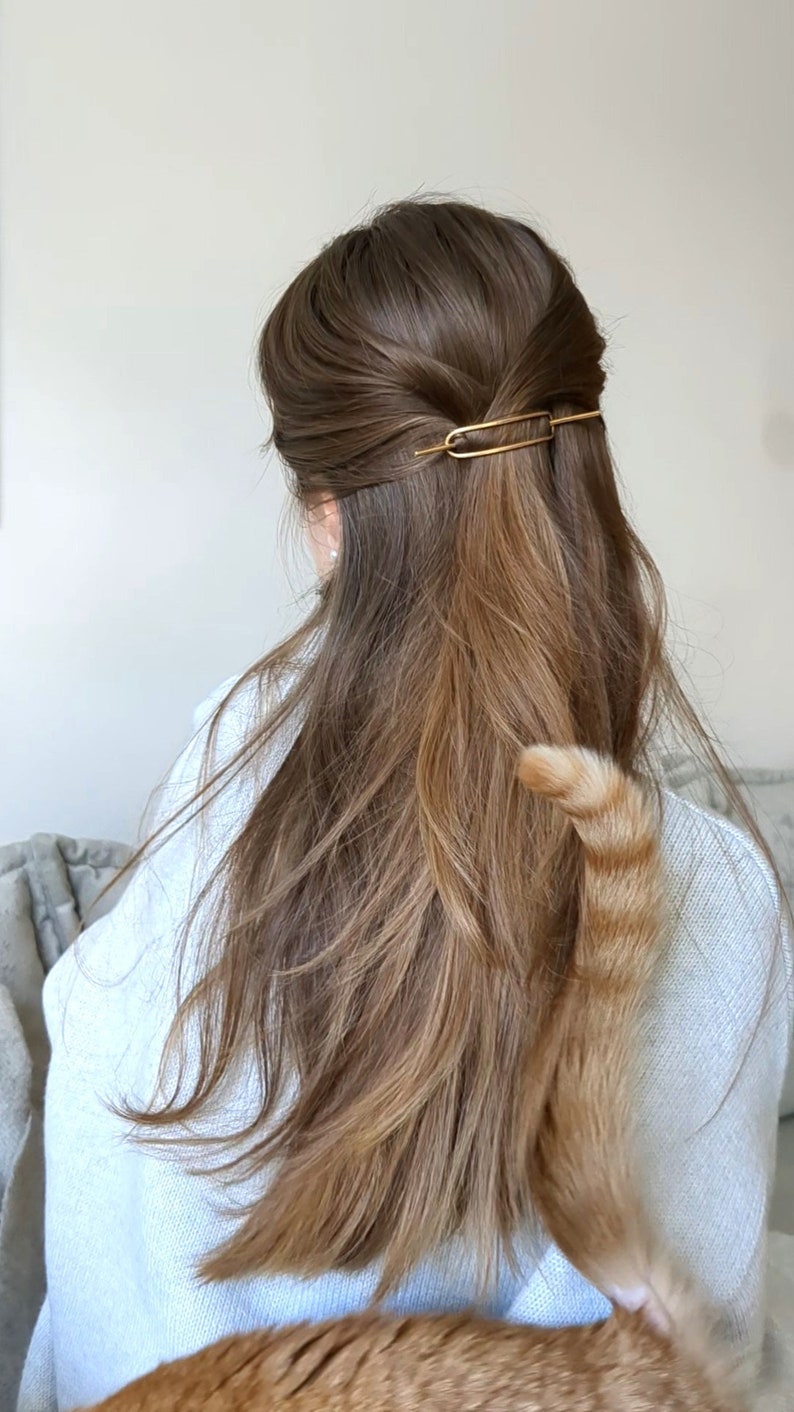 Bun Holder Hammered Hair Slide Small Hair Barrette Minimalist Hair Clip ...