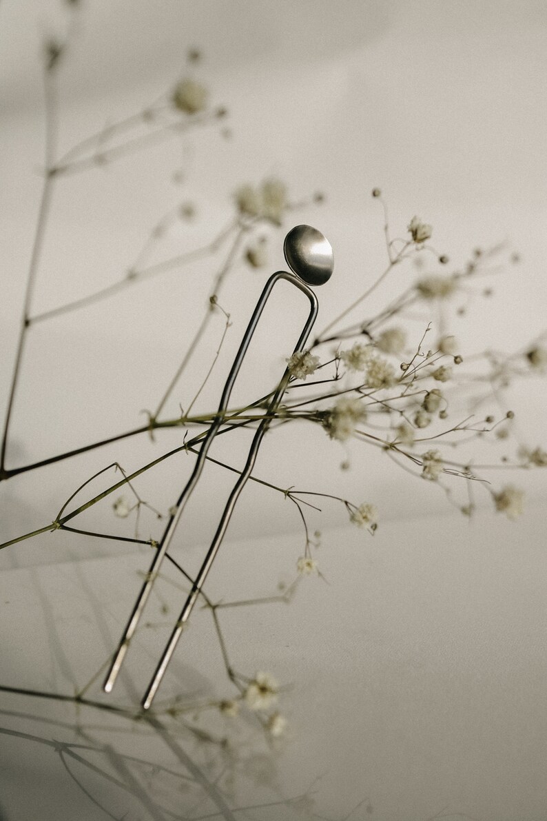 Dome Hair Fork 5 Hair Pin Metal Hair Jewelry Minimalist - Etsy