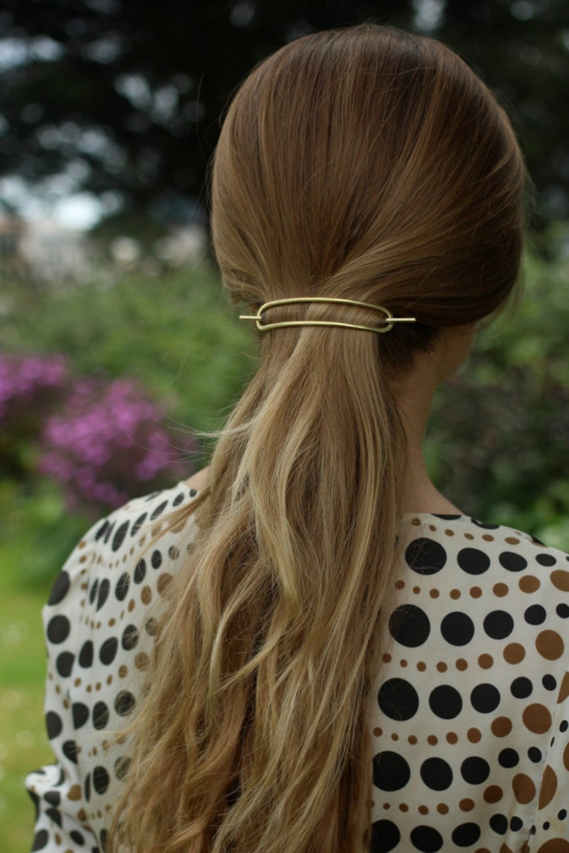 Minimalist Brass Hair Slide Pony Tail Holder Large Hair - Etsy