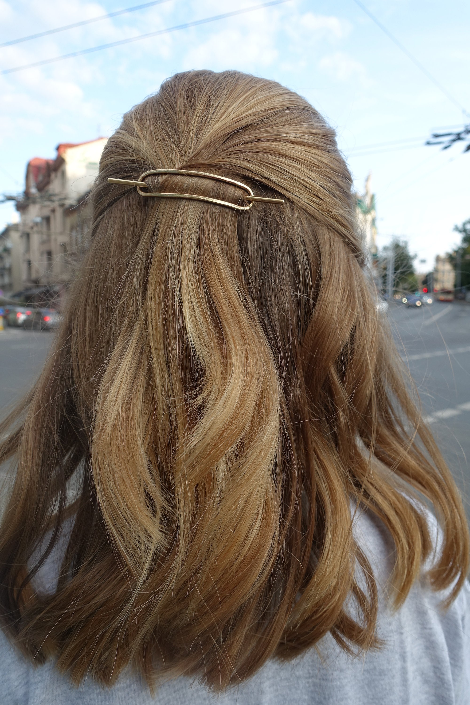 Bun Holder Hammered Hair Slide Small Hair Barrette Minimalist Hair Clip ...