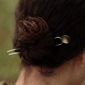Dome Hair Fork 5" Hair Pin Metal Hair Jewelry Minimalist Hair Pin Brass ...