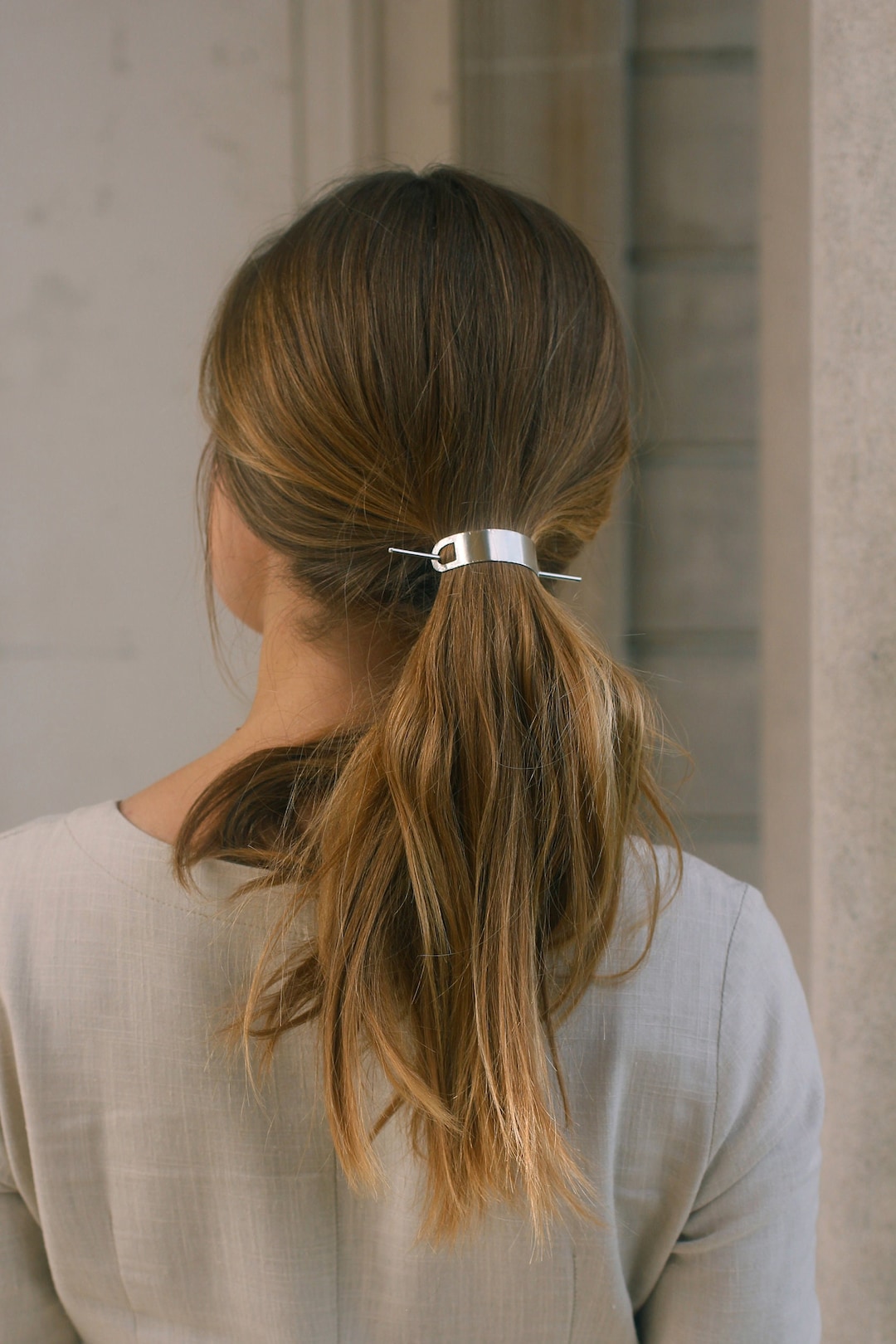 Brass Hair Cuff Metal Ponytail Cuff Minimal Hair Accessory Metal Hair ...