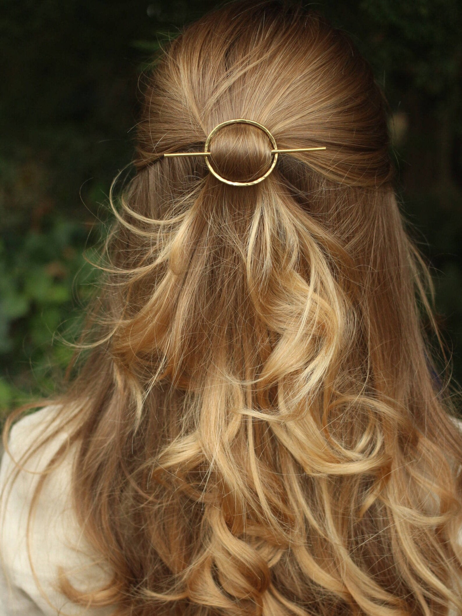 Open circle hair slide silver hair clip hammered brass hair | Etsy