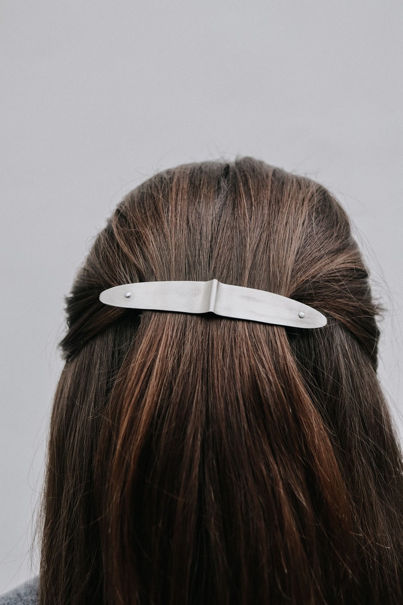 Silver Hair Clip Large Hair Barrette Minimalist Hair Clip Golden Hair ...