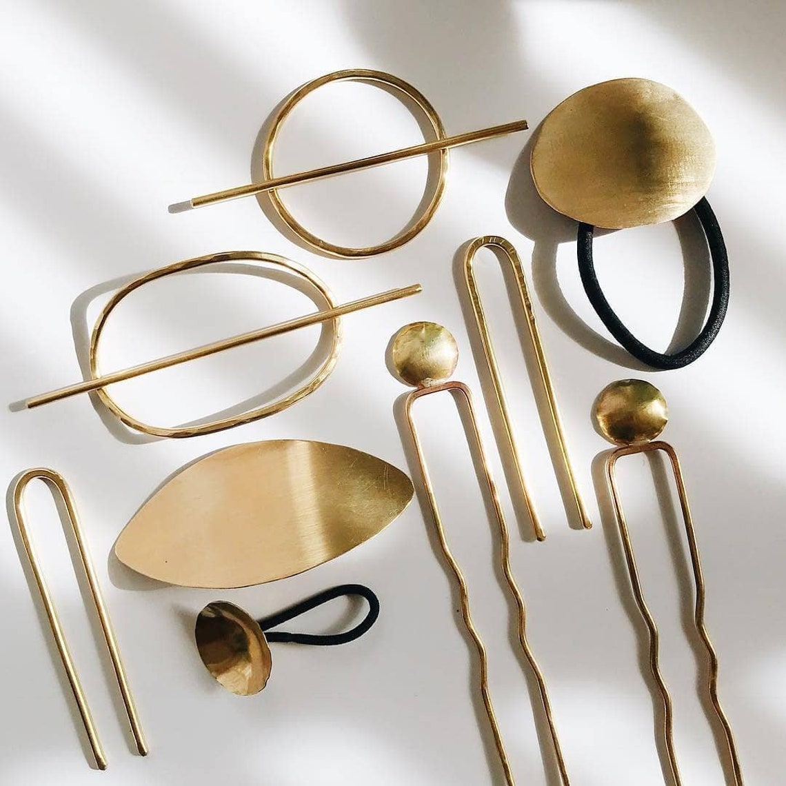 Open circle hair slide silver hair clip hammered brass hair | Etsy