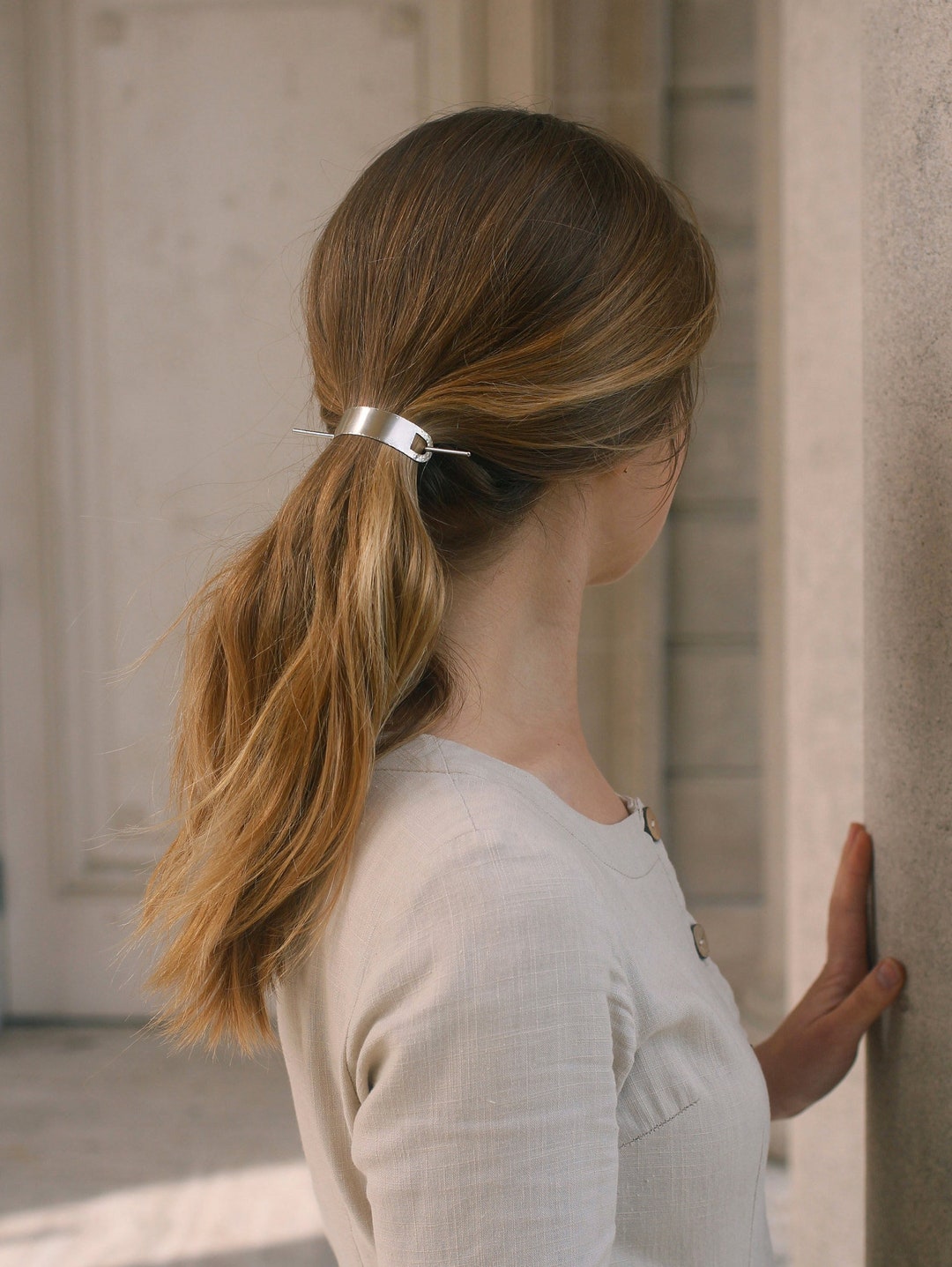 Brass Hair Cuff Metal Ponytail Cuff Minimal Hair Accessory Metal Hair ...