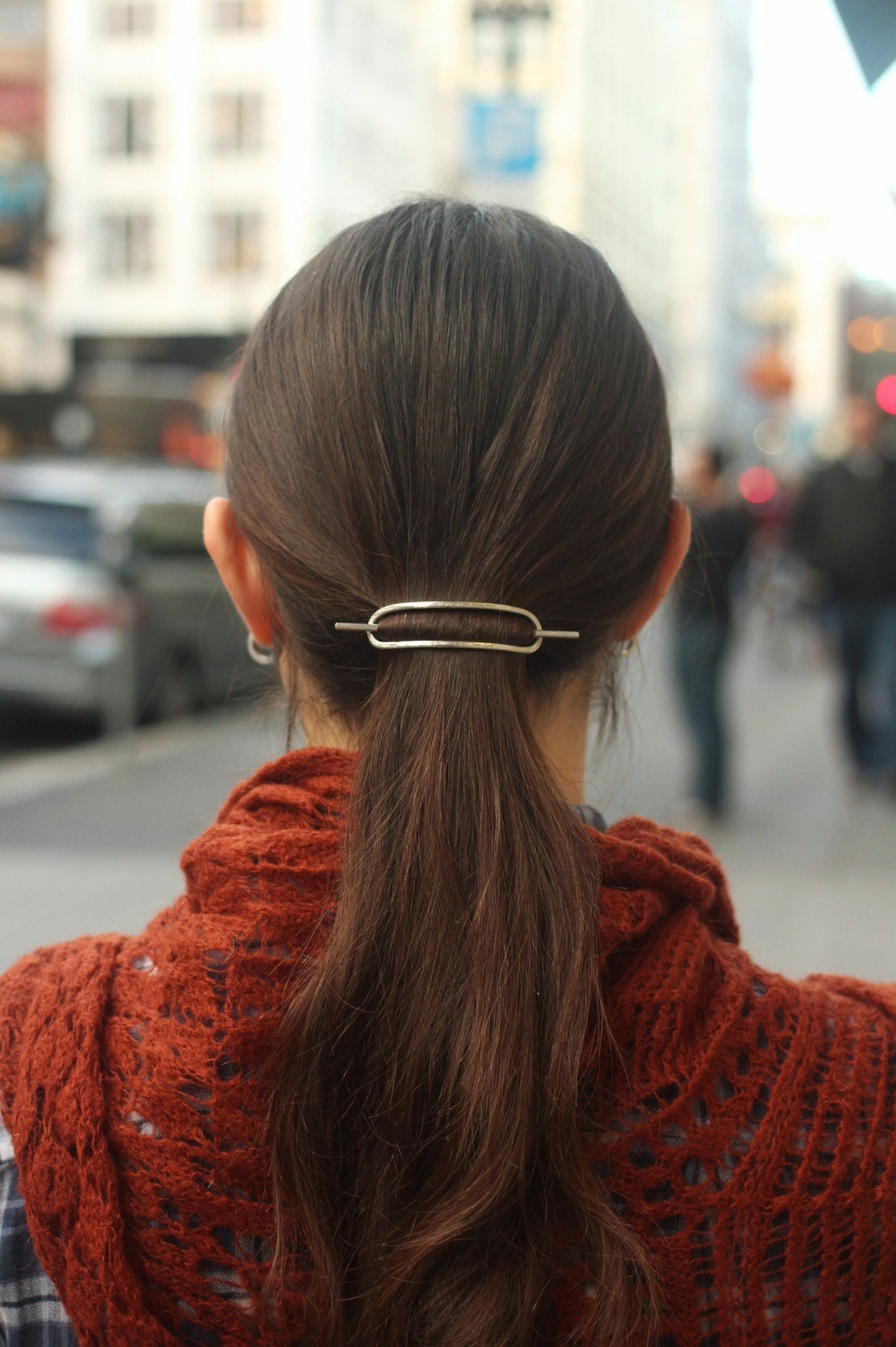 Minimalist Brass Hair Slide Pony Tail Holder Large Hair - Etsy