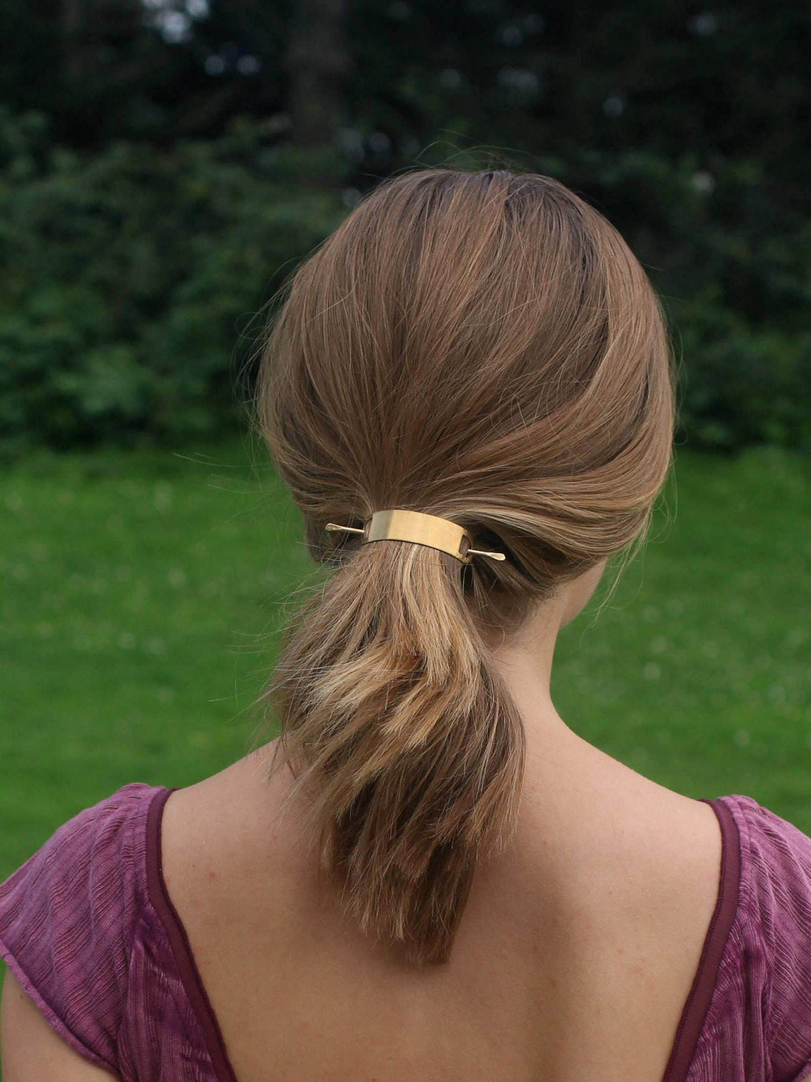 Brass Hair Cuff Metal Ponytail Cuff Minimal Hair Accessory - Etsy