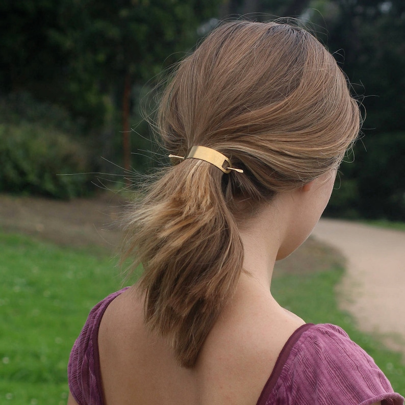 Brass Hair Cuff Metal Ponytail Cuff Minimal Hair Accessory - Etsy