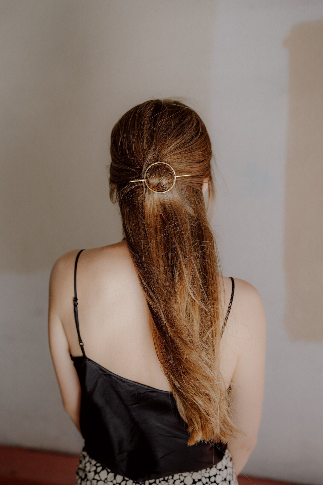 Open Circle Hair Slide Silver Hair Clip Brass Hair Barrette Minimalist ...