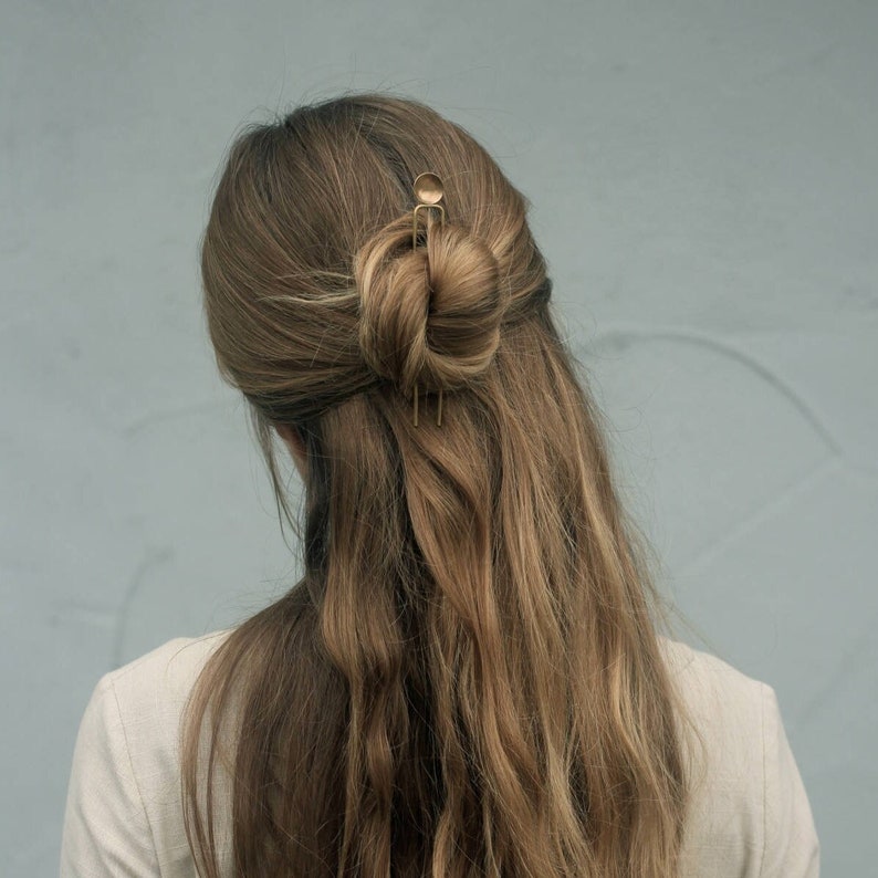 Dome Hair Fork 5 Hair Pin Metal Hair Jewelry Minimalist - Etsy